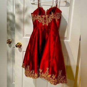May Queen | Dresses | Formal High Quality Polyester Ruby Red Dress With ...